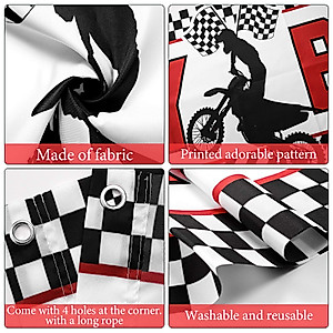 Huge Motocross Birthday Banner,Dirt Bike Party Decorations Motocross Happy Birthday Banner Indoor Outdoor Decorations Dirt Bike Racing Birthday Banner, 250 x 45 cm, 98.4 x 17.7 Inch