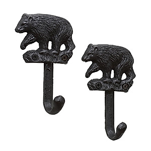 BLACK FOREST DECOR Cast Iron Bear Hooks - Set of 2