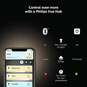 Philips Hue White Ambiance Smart Retrofit Recessed Downlight 4", Bluetooth & Zigbee Compatible (Hue Hub Optional), Smart Ceiling Lighting, 1-Pack