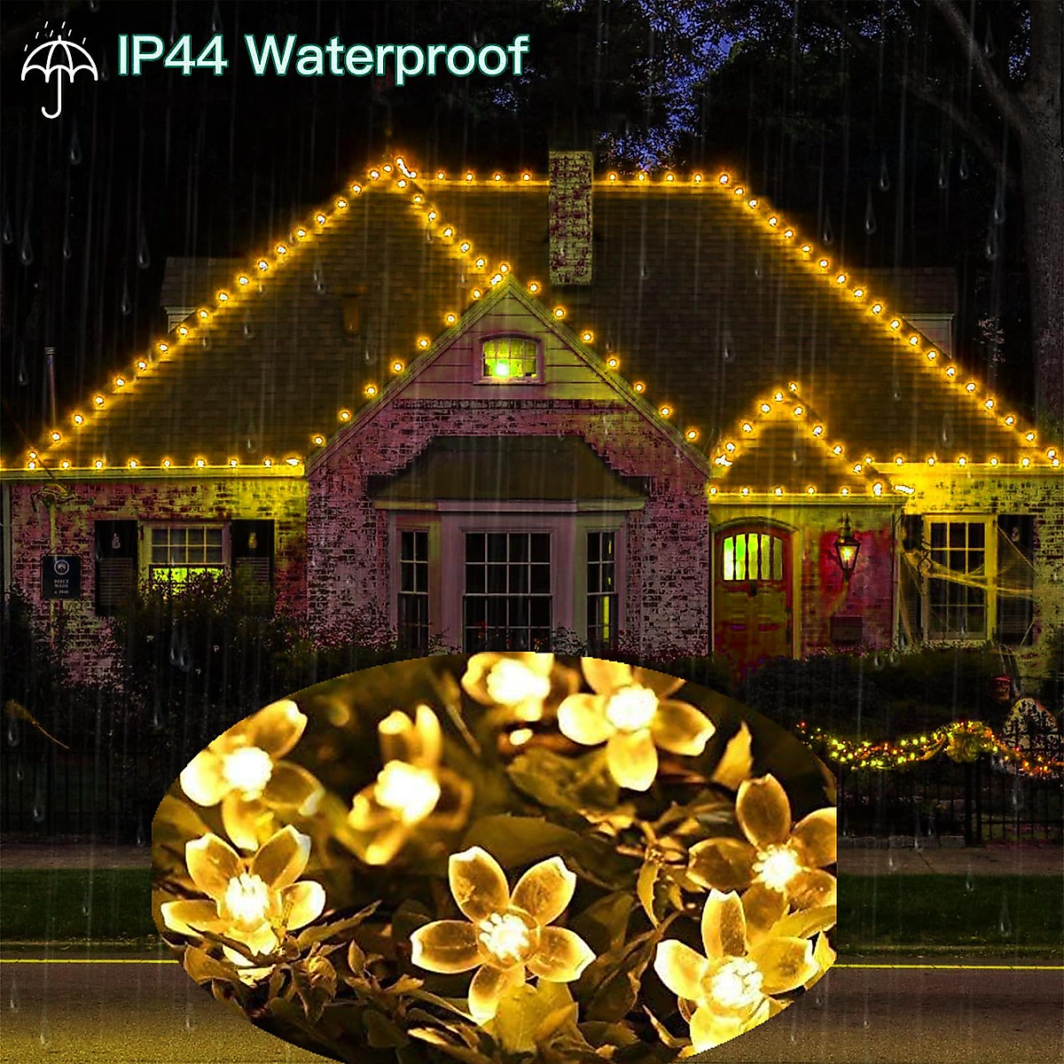 FULLBELL Fairy Lights Christmas Decorations Flower String Lights Home Decor 33 Feets 100 LED Memory Indoor Outdoor String Lights Fairy Lights Fairy Lights for Bedroom(Warm White)