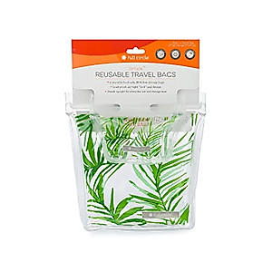 Full Circle Ziptuck Reusable Travel Bag Set – 1 Mini Bag and 1 Travel Bag - Multi-Use Leak-Free Travel Storage Bags – BPA-Free, Food-Safe & Reusable, Palm Leaves