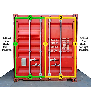 Mytee Products Shipping Container Door Gaskets - 2Pc Complete Door Seal Gasket Set - Container Rubber Door Sealer (3 - Sided Left Hand Side & 4 Sided 8 ft 6”) - Shipping Container Gasket