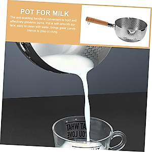 SHOWERORO Stainless Steel Snow Pan Metal Sauce Pan Japanese Pot Ramen Cooker Japanese Saucepan Yukihira Saucepan Stainless Steel Yukihira Pan Nonstick Sauce Pan Milk Non Stick Pan Baby Wood