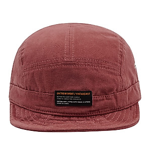 Croogo Snapback 5 Panel Hat Short Brim Baseball Cap Soft Flat Bill Camp Hat Biker Board Cap Army Military Cadet Cap,Red-DY09