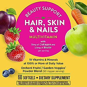 Nature's Way Alive! Hair, Skin & Nails Multivitamin with Biotin and Collagen, 60 Softgels