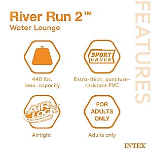 Intex River Run Connect 1 Person Inflatable Water Raft (4 Pack) Bundled with River Run II 2 Person Inflatable Floating Lounge with Cooler