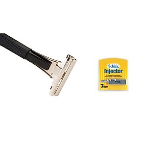 Shave Classic Single Edge Razor Handle and 1 Ct. Injector Blade + Pack of 7 Ct. Schick Injector Refill Blade ! Razor Compatible with Schick Injector Razor Blades !