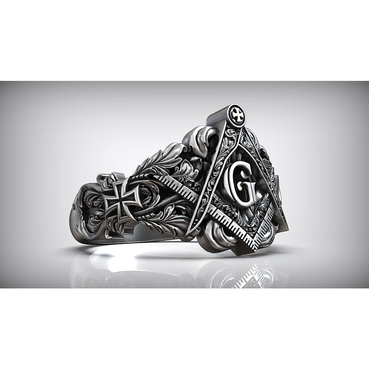 Freemasons Square And Compass Pattern Ring Master Mason Symbol With Engraved Letter Of Providence Handmade Statement Initiation Symbol Vintage Masonry Signet Ring 925 Silver Oxidase