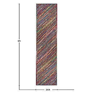 CASAVANI 100% Ecofriendly Hand Braided Rug Geometric Multipurpose Multicolor Jute & Cotton Rug Best Uses for Indoor Hall Room Gateway Runner Rug & Balcony 2.6x4 2.6x8 6x6 Feet Square