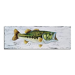 YHSKY ARTS Coastal Canvas Wall Art with Textured - Large Mouth Fish Paintings, Modern Abstract Marine Life Pictures for Living Room Bedroom Bathroom Decor
