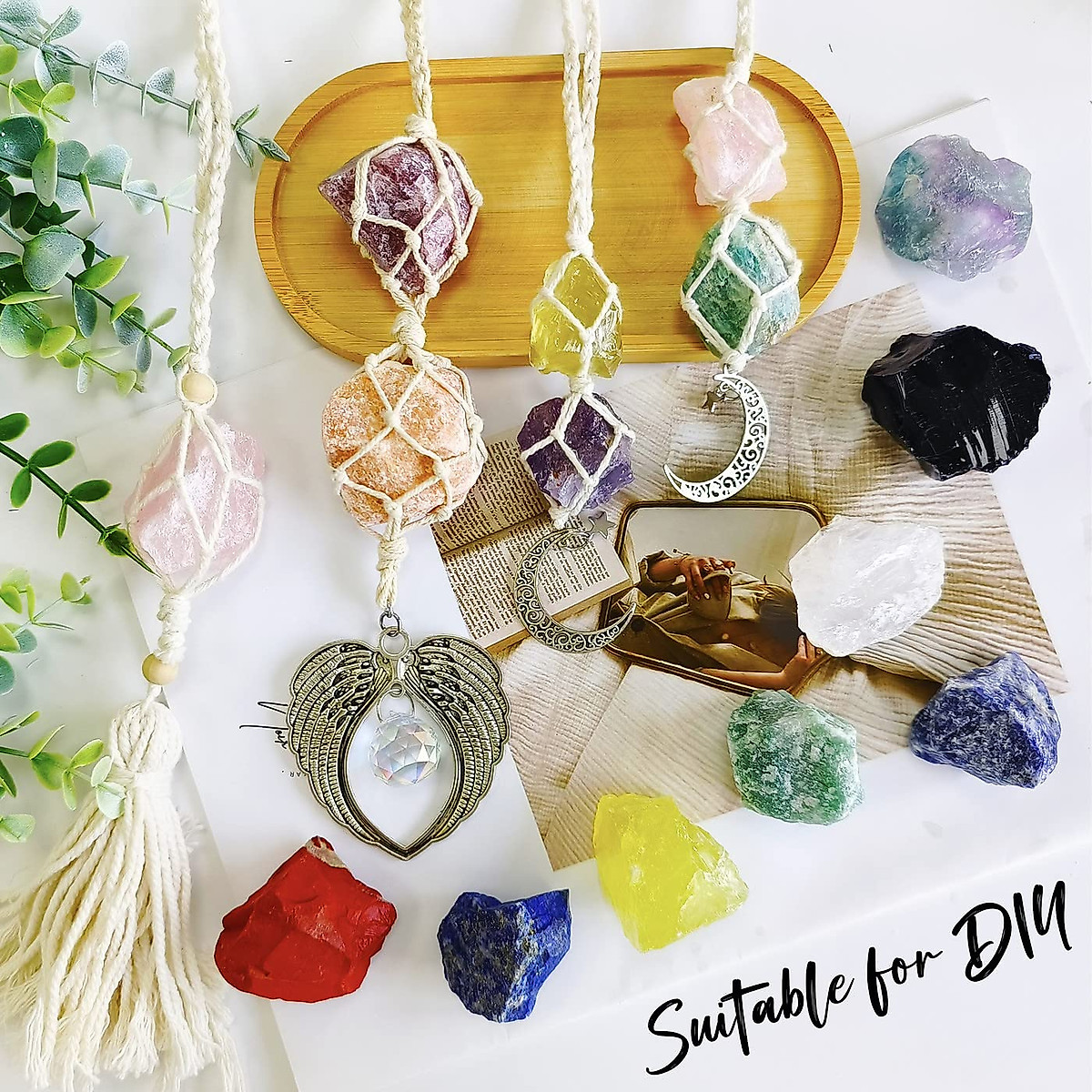 ZHIYUXI 2" Amethyst Crystal Rocks Natural Crystals and Healing Stones Large Crystals Rocks for Tumbling Raw Stones Witchcraft Wire Wrapping Fountain Rocks Cabbing Room Decor 4Pcs