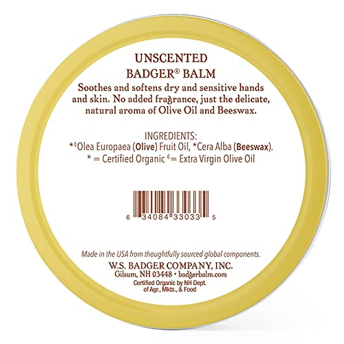Badger - Unscented Dry Skin Balm, Sensitive Skin Balm, Moisturizing Balm for Dry Cracked Skin, Unscented Balm, Skin Moisturizer Balm, 2 oz