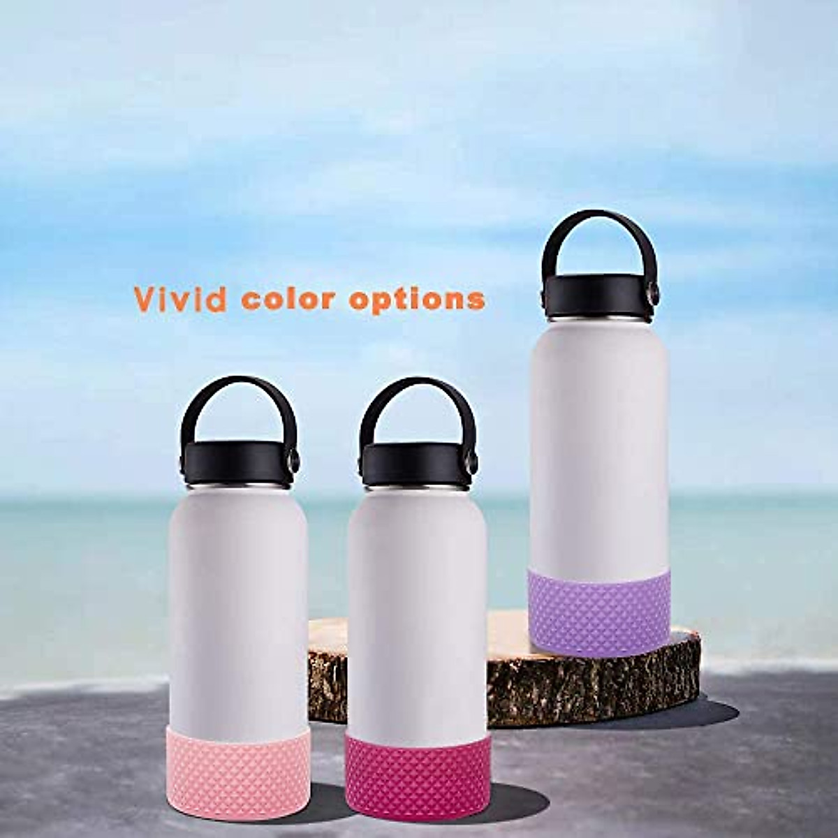 WK IEASON Protective Silicone Base Boot for Hydro Flask 32OZ 40OZ Wide Mouth, Anti-Slip Silicone Sleeve Cover Bumper for Owala Freesip/Flip/Twist 40OZ Flask Water Bottle-3.56inch Bottom Diameter