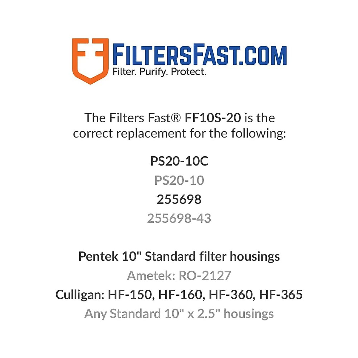 Filters Fast FF10S-20 Compatible Replacement for Pentek PS20-10C Water Filter Cartridge, 10-Inch