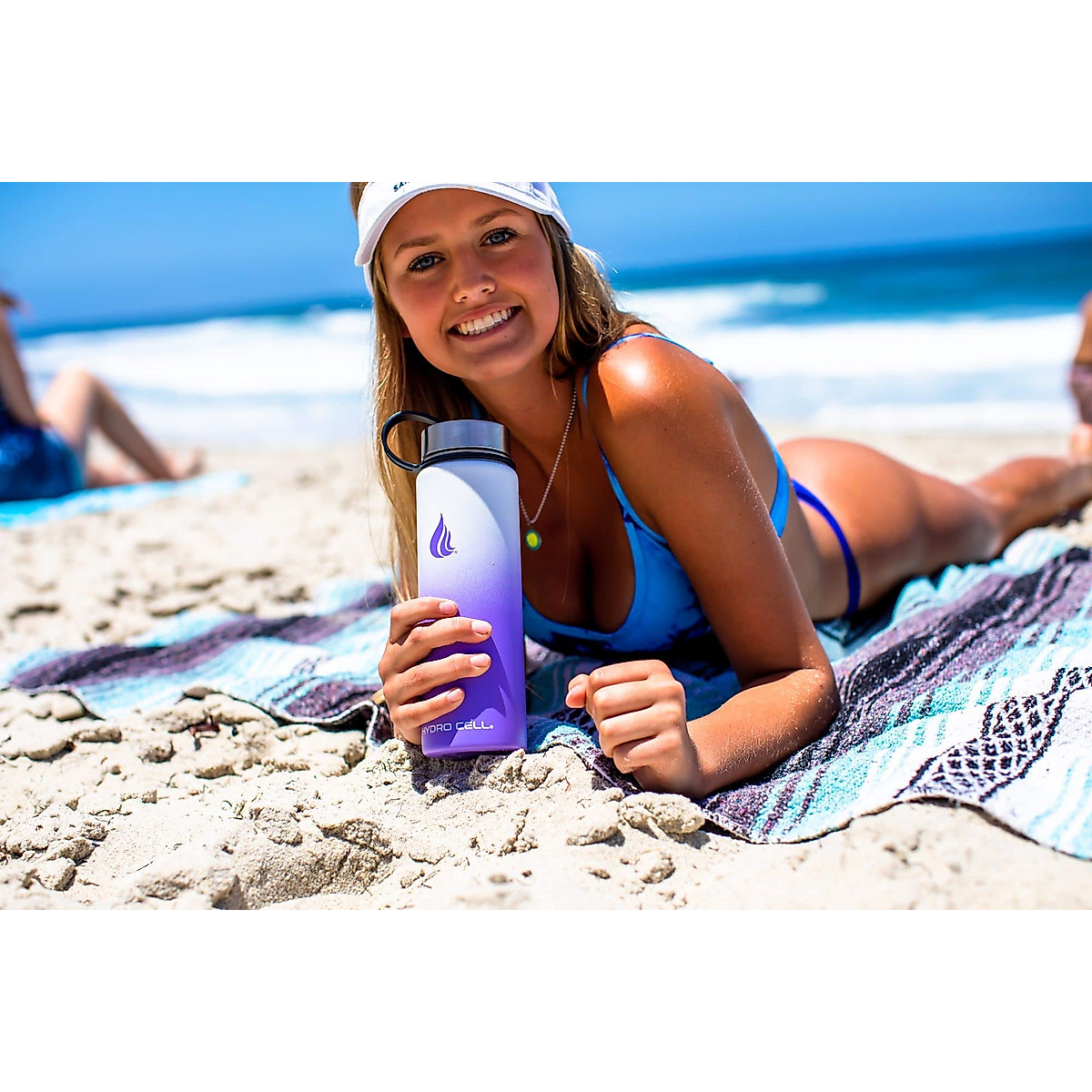 HYDRO CELL Stainless Steel Insulated Water Bottle with Straw - For Cold & Hot Drinks - Metal Vacuum Flask with Screw Cap and Modern Leakproof Sport Thermos for Kids & Adults (Lavender/White 24oz)