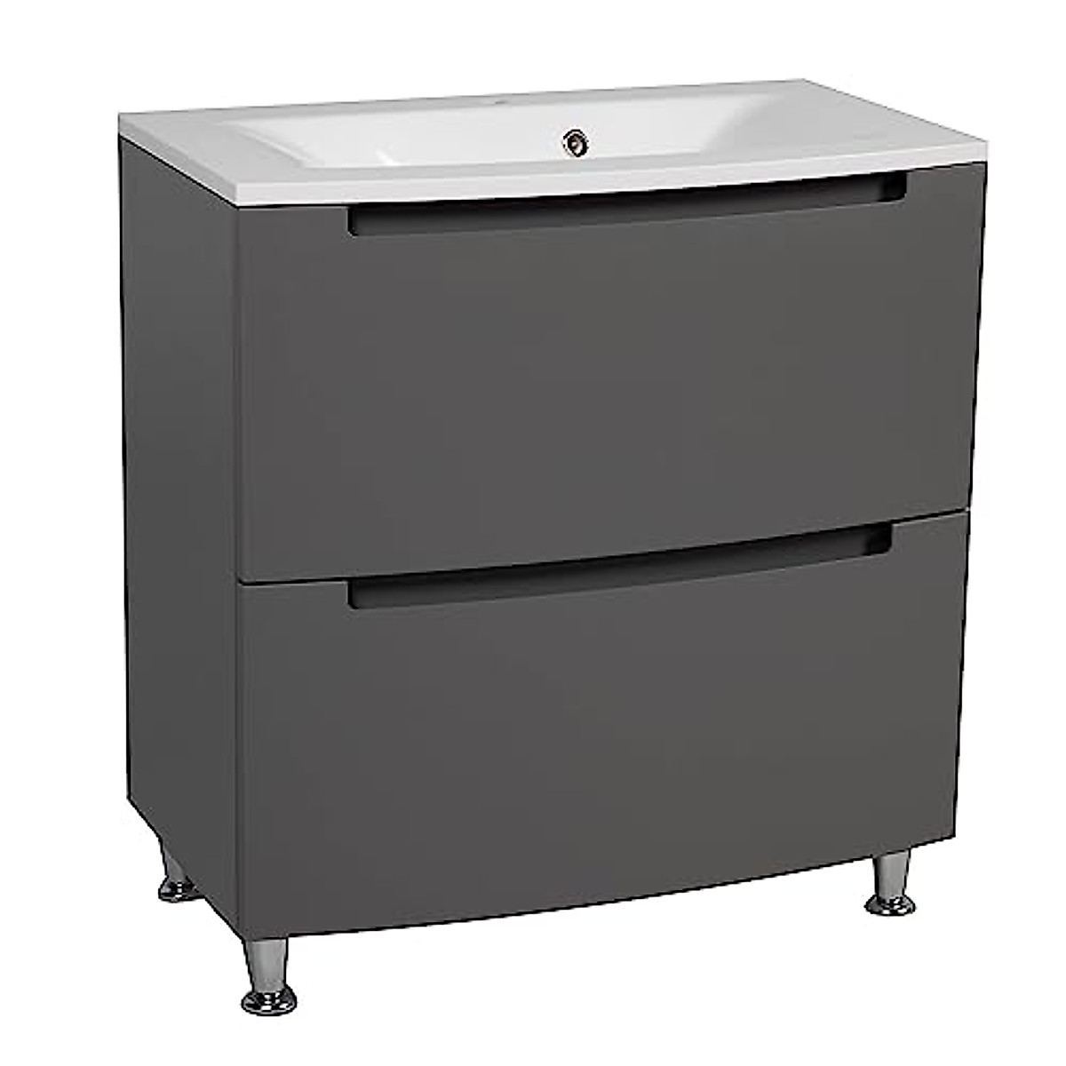 Sample of Cabinet Finish | Modern Free Standing Bathroom Vanity with Washbasin | Delux Gray Matte Collection | Non-Toxic Fire-Resistant MDF-Omega Collection R-line 24"