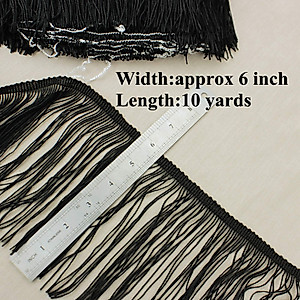 IDONGCAI 10 Yards Sewing Fringe Trim-6 inch Wide Tassel for DIY Craft Clothing and Dress Decoration (Black)