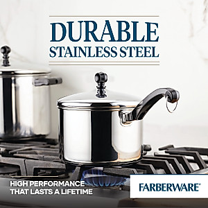 Farberware Classic Stainless Steel Sauce Pan/Saucepan with Lid, 3 Quart, Silver
