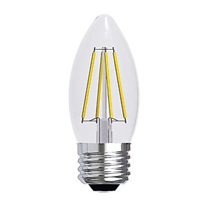 GE LED Blunt Tip Decorative Light Bulbs, BM, 5-Watt (60-Watt Replacement), 500 Lumen, Soft White, Clear, Medium Base, 12-Pack Chandelier Light Bulbs