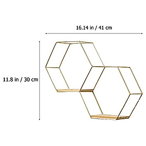 Garneck Hexagonal Floating Shelves Wall Mounted Farmhouse Storage Shelves for Bedroom Living Room Bathroom Kitchen Office Wall Organizer