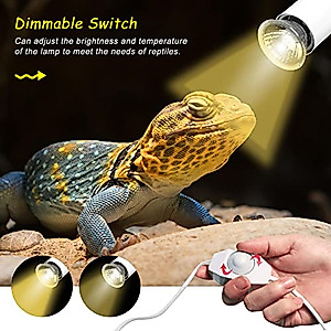 Dimmable 2-Pack White Adjustable Reptile Clamp Heat Lamp Fixture Holder with 3-Pack 30W Sun Basking Spot Lamp, Flexible Clamp Lamp Stand with Clip for Aquarium, Reptiles,Lizard, Turtle, Snake