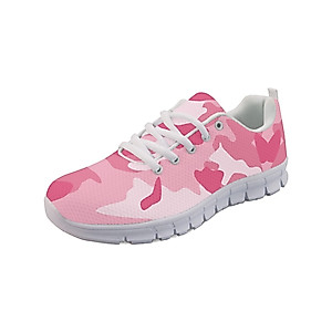 TOADDMOS Pink Camo Athletic Tennis Shoes for Women Lightweight Breathable Mesh Running Shoes Walking Jogging Sport Sneakers