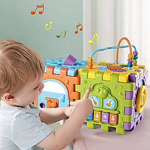 MiniFAIRY Activity Cube Baby Toys 6 to12 Months,Early Educational Music Light Up Baby Toys for 6 12 18 Months,1 Year Old Baby Toys Play Center, Montessori Toys for 1 2 3 Years Old Boys Girls