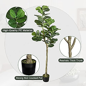 SeelinnS Artificial Fiddle Leaf Fig Tree 6FT Faux Fiddle Leaf Fig Tree Large Fake Plant in Pot Fig Artificial Tree for Home Decor Indoor and Outdoor