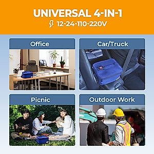 Portable Oven & Food Warmer Electric Lunch Box Food Heater 12/24/110/220V for Car, Truck, Office, Travel & Home ,Mini Portable Microwave Lunch Heater for Work, Compact Portable Food Warmer Lunch Box