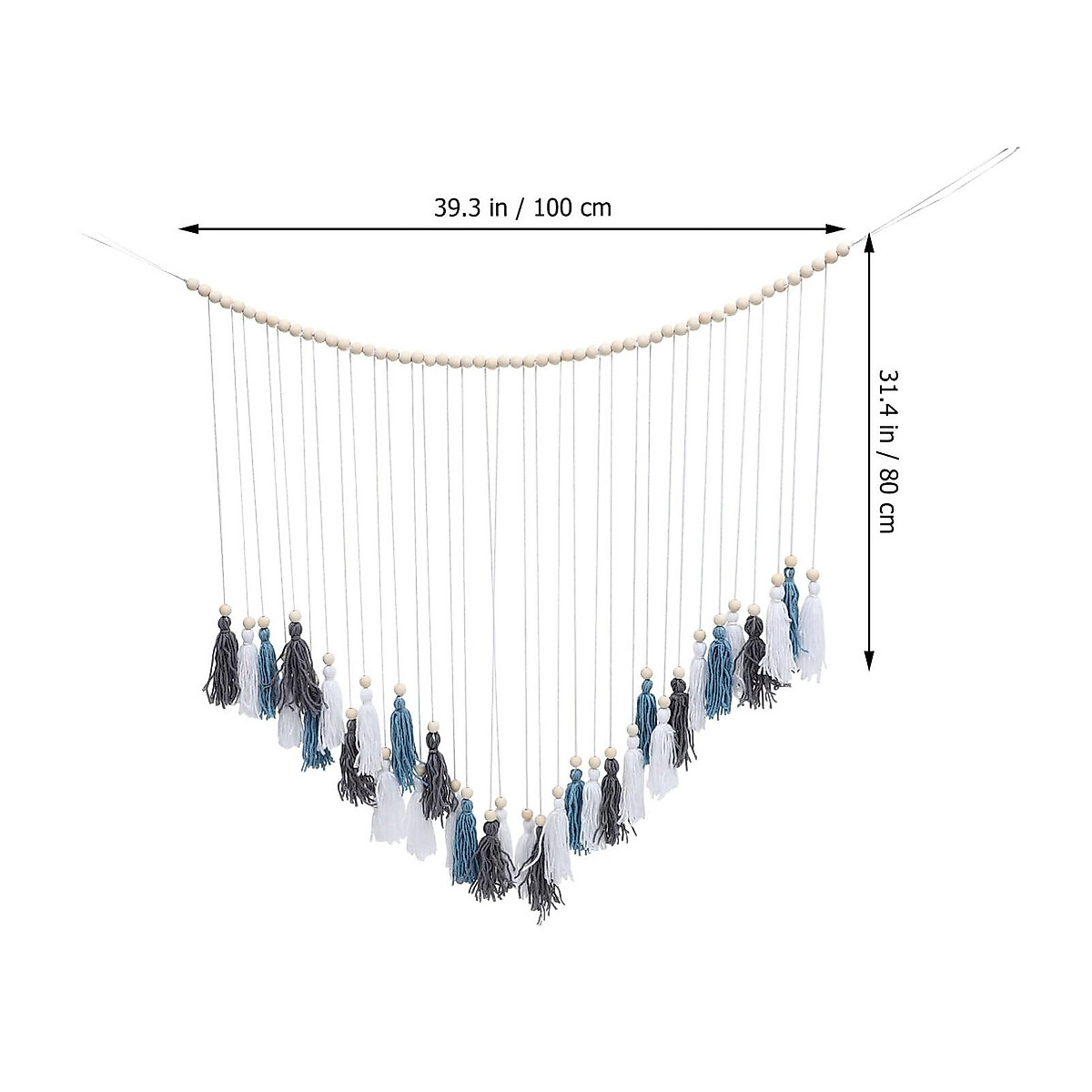 Garneck Fringe Beaded Garland Hanging Tassel Bead Small Wood Bead Garland Wood Beaded Pendant Tassel Garland Beads Yarn Wall Hanging Bead Garland Decor Decorative Beads Wooden Beads lace