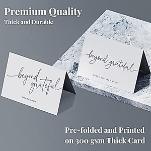 Beyond Grateful Thank You Cards | Bulk Pack of 100 with Kraft Envelopes and Matching Stickers, 4x6 Inch Minimalistic Design | Suitable for Business, Baby Shower, Wedding, Graduation, Bridal Shower, Funeral