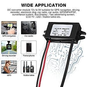 Weewooday 12v to 5v Dc Converter Buck Module USB Output Power Adapter Dc Car Power Converter Regulator(1 Piece)