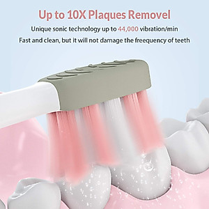 DIKLA Sonic Electric Toothbrush for Adults Dissolve Plaque on Teeth, Vibrating Toothbrush 4 Modes with Smart Timer 44,000 VPM Motor Whitening Rechargeable Cordless Fast Charge(Pink)