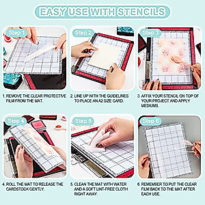 4 PCS Sticky Non-Slip Flexible Gridded Stamp Mats Grid Sheets Low Stick Mat Multi-Use Low Tack Mat,Stick and Stamp Adhesived Sheet Scrapbooking Craft Accessory
