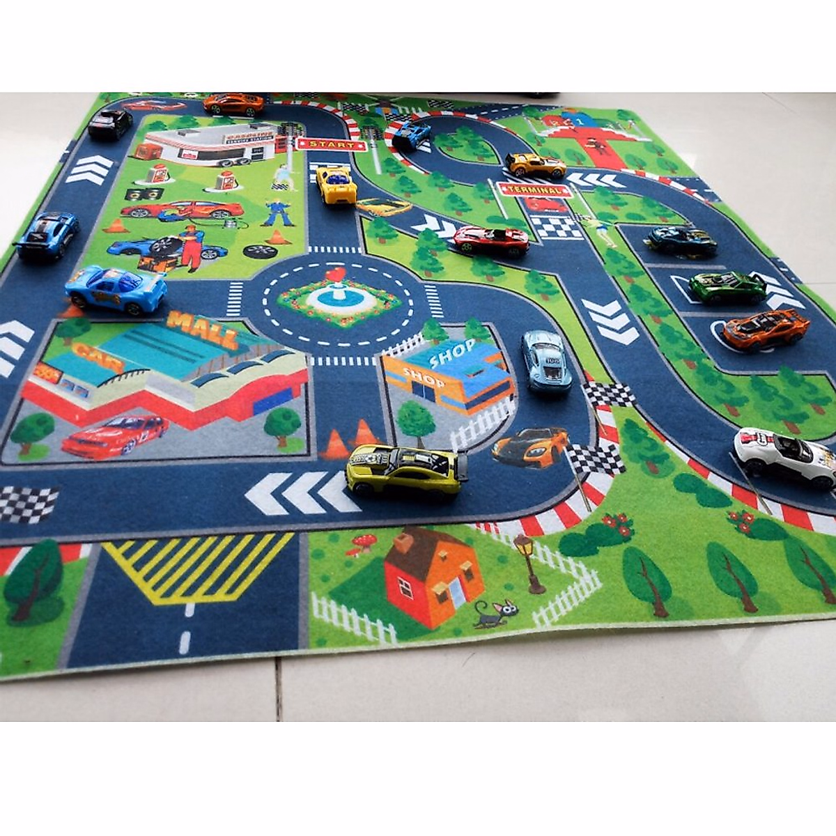 Road Playmat Toy,Kids Carpet Playmat,Great for Playing with Cars and Toys,Children Educational Road Traffic Play Mat- Learn and Have Fun Safely