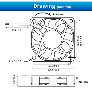 Wathai 60x60x15mm 60mm 12V Dual Ball 2Pin High Speed DC Exaust Cooling Fan