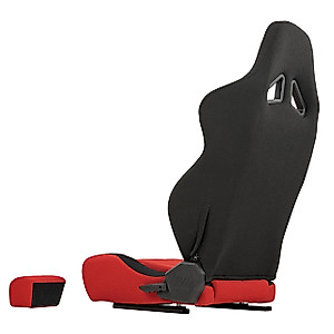SimFab Flight Simulator Seat With Seat Base Cut Out For Fighter Stick Or Helicopter Collective, red