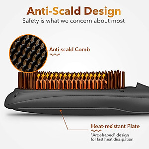 Hair Straightener Brush, Ionic Hair Straightener Comb for Home Salon, Hot Brush with 15 Temp for Universal Use, Auto-Off Safety with Anti-Scald