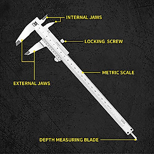 Vernier Caliper Stainless Steel Non-Digital Caliper, 0-200mm Metric Manual Micrometer Caliper, 0.02mm Accuracy High Precision Caliper, Durable Slide Caliper Measuring Tool