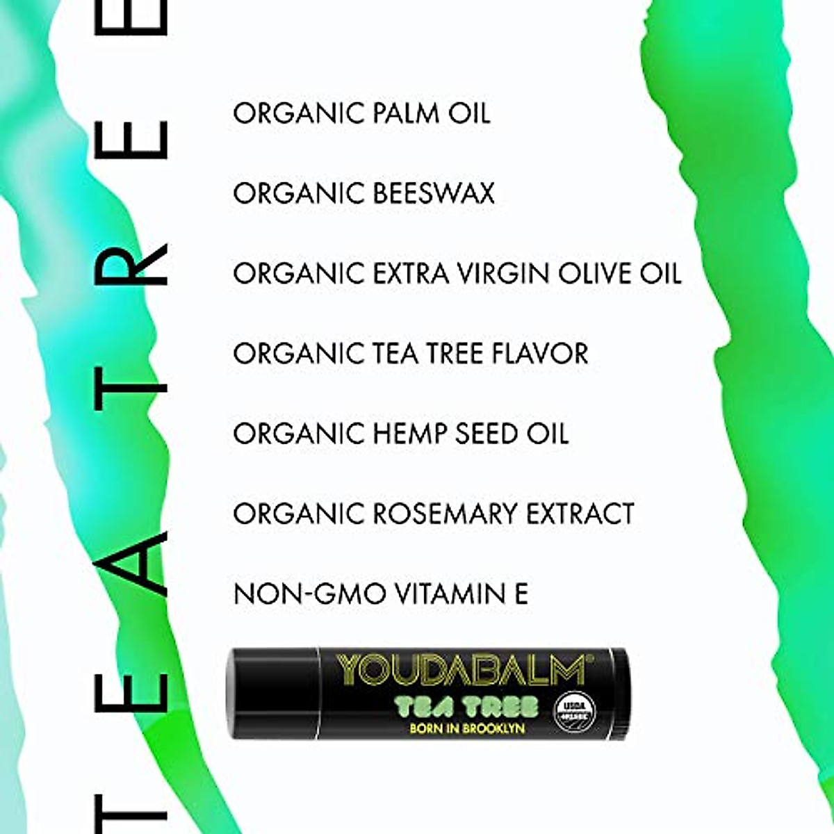 You Da Balm Organic Lip Balm, Tea Tree Flavor - 100% Natural Lip Moisturizer, USDA Certified - Lip Balm for Dry, Cracked Lips (2 Pack)