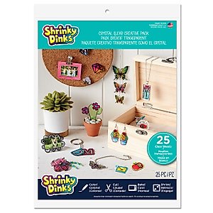Shrinky Dinks Creative Pack 25 Sheets Crystal Clear Kids Art and Craft Activity