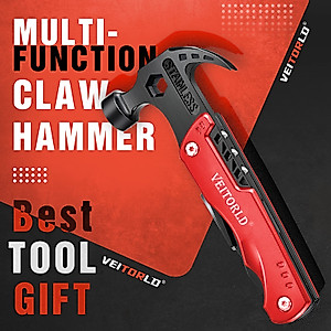 VEITORLD Gifts for Men Women, Anniversary Birthday Gifts Ideas for Dad Grandpa Him Husband, All in One Tools Hammer Multitool, Camping Accessories Survival Gear, Unique Fishing Hunting Tools Gifts