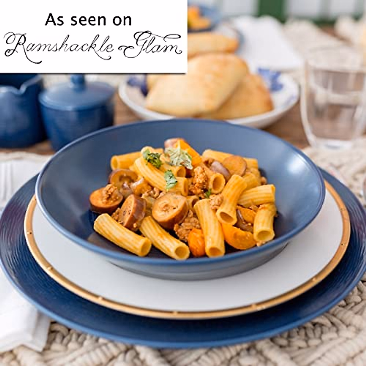 Noritake NoN Swirl Pasta Bowl, 9 1/2", 35 oz., Set of 4 in Blue