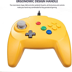 MODESLAB 2 Pack Wired N64 Controller, Gamepad Joystick Replacment Original 64 Controllers Compatible for N64 Console Upgrade [ 3D Analog Stick ] - Yellow