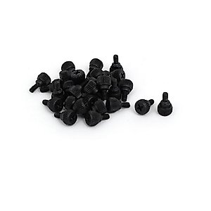 uxcell Computer PC Case Metal Flat Head Knurled Thumb Screw M3.5x6mm Black 30pcs