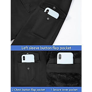 TACVASEN Mens Winter Jacket Fleece Warm Jackets Winter Coats for Men Military Work Coat with Hooded Black L