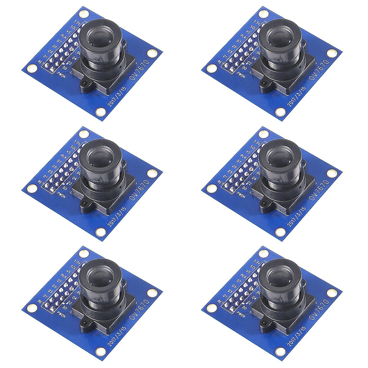 ACEIRMC 6pcs VGA OV7670 640x480 0.3Mega 300KP VGA CMOS Camera Module I2C Compatible with Arduino ARM FPGA