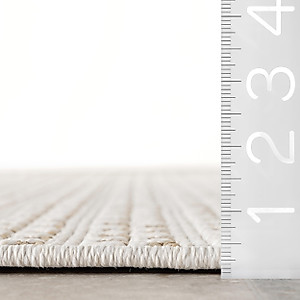 nuLOOM 4' x 6' Plush Indoor/Outdoor Area Rug, UV-Resistant, Long Loop Construction, Oeko-TEX Certified, Paito, Balcony, Jaylani Neutral