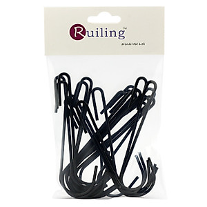 RuiLing 20-Pack 4.2 Inches Black Antistatic coating Steel S hook Cookware Universal Pot Rack Hooks Sturdy Hanging Hooks - Multiple uses for Kitchenware, Pots, Utensils, Plants, Towels