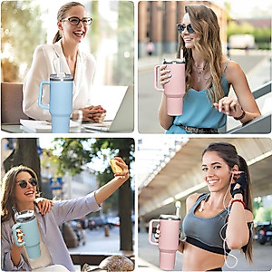 2pcs Tumbler Lid for Stanley 40oz Cup,Replacement 40 oz Tumbler Lid,2Pcs Extra Long Reusable Straws and 1Pcs Cleaning Brush (White)